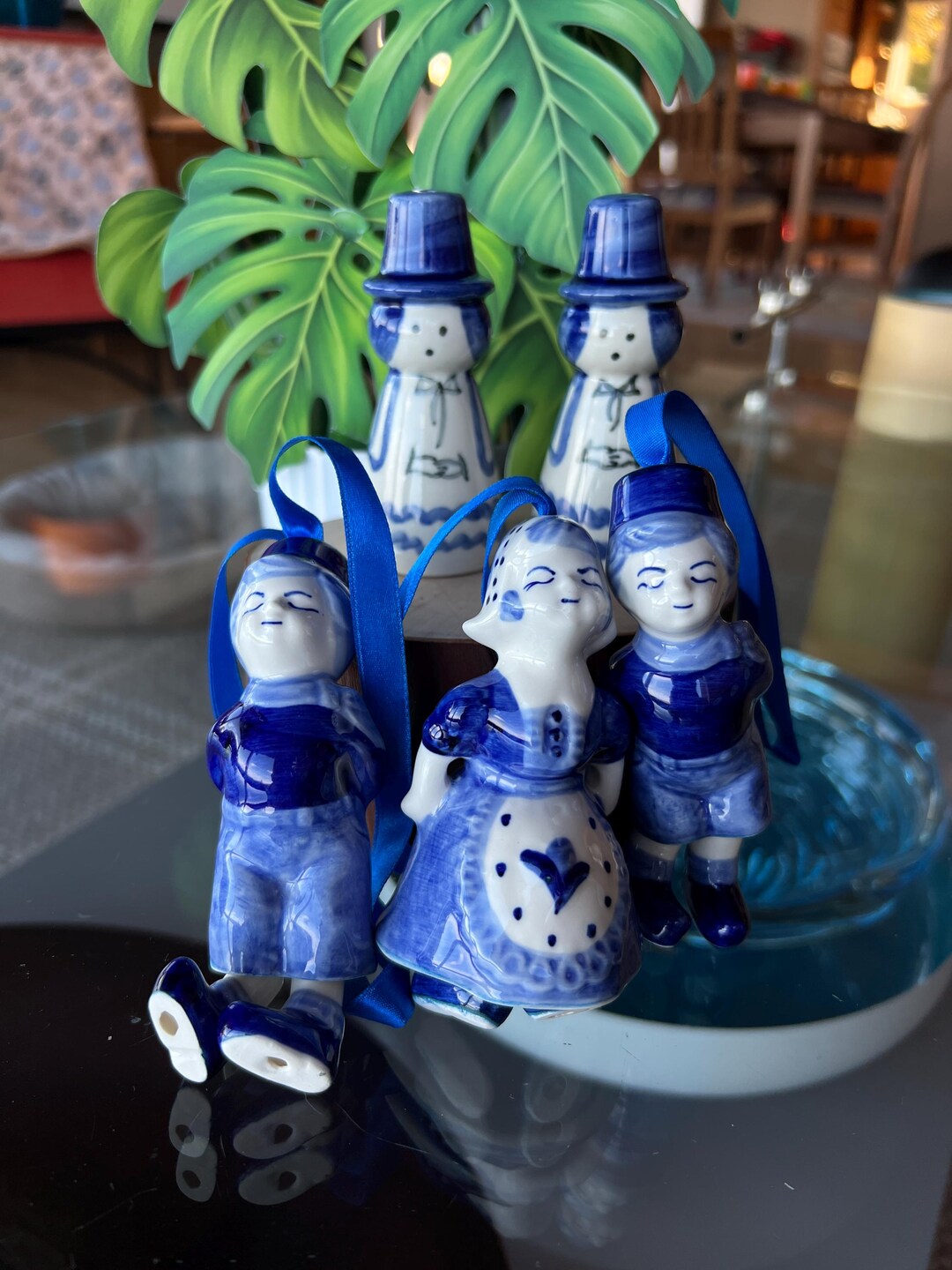 Five Delightful Delft ( Holland ) Ceramic Figurines. Ornaments & Salt ...