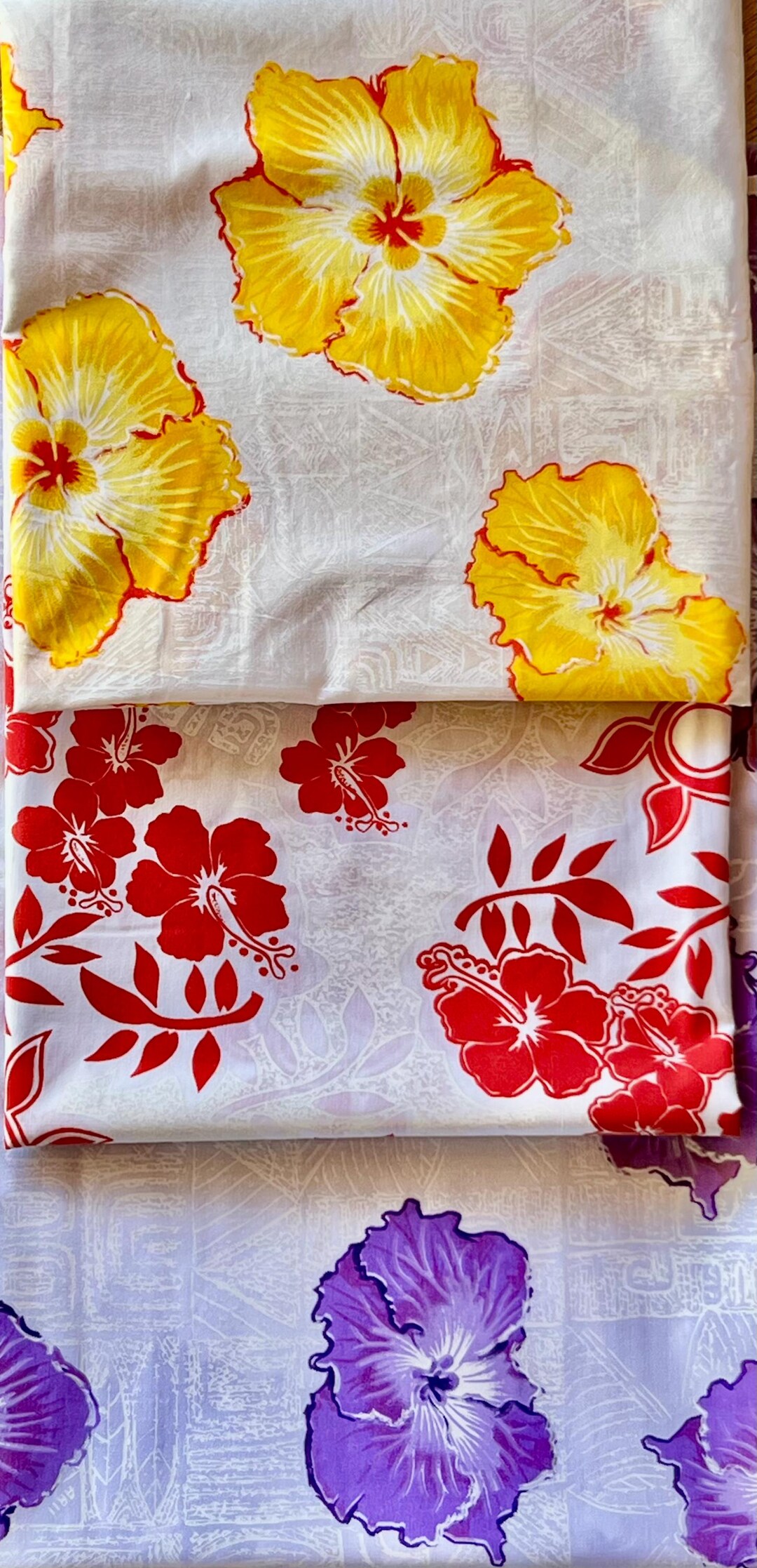 Three Fabulous Polynesian Fabrics Pieces. Beautiful Rich Red, Deep ...