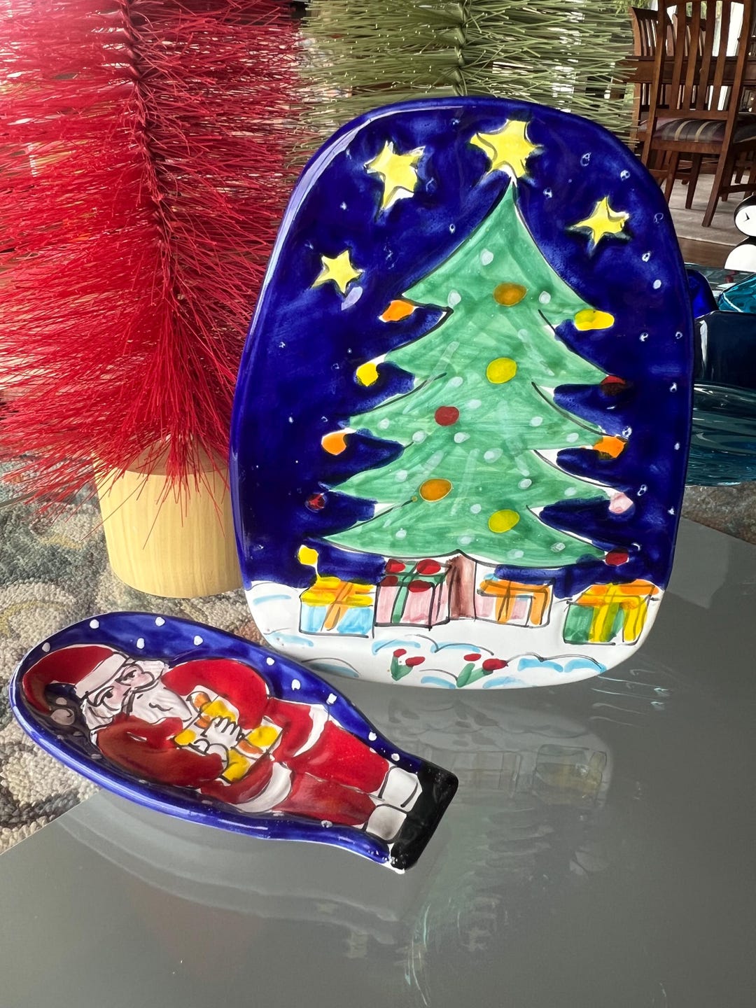 So Fun and Festive Two Italian Made Ceramic Christmas Pieces. Adorable ...