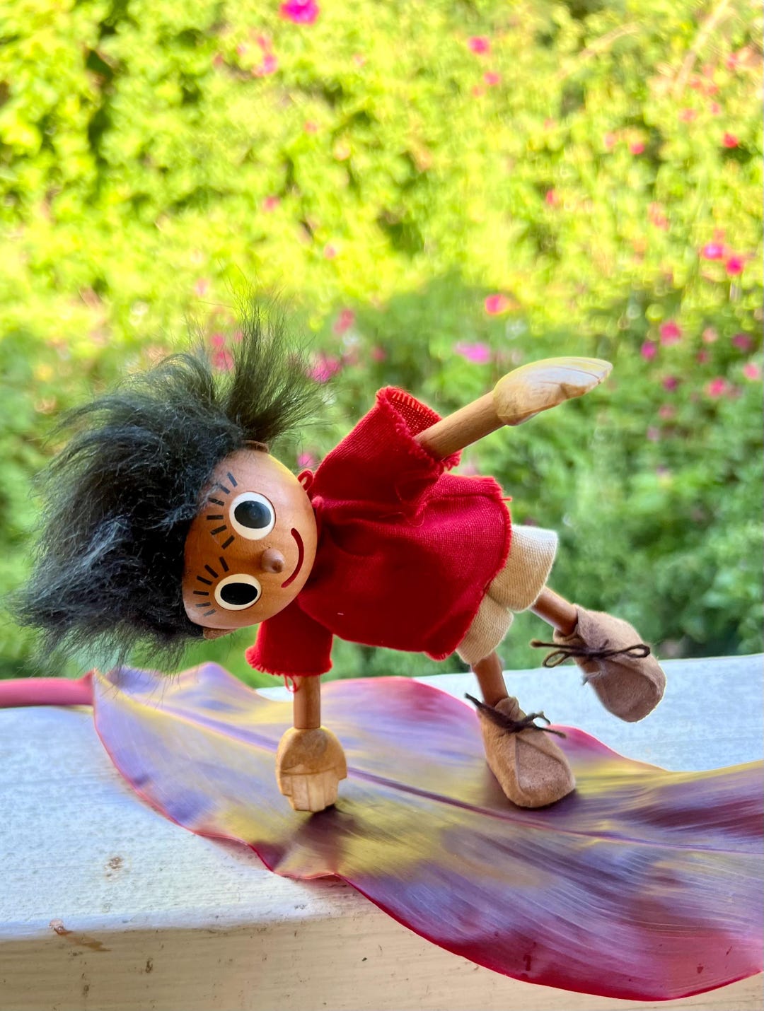 A Most Adorable 1970s - 80s Original Collectible Posable Teakwood Baski ...