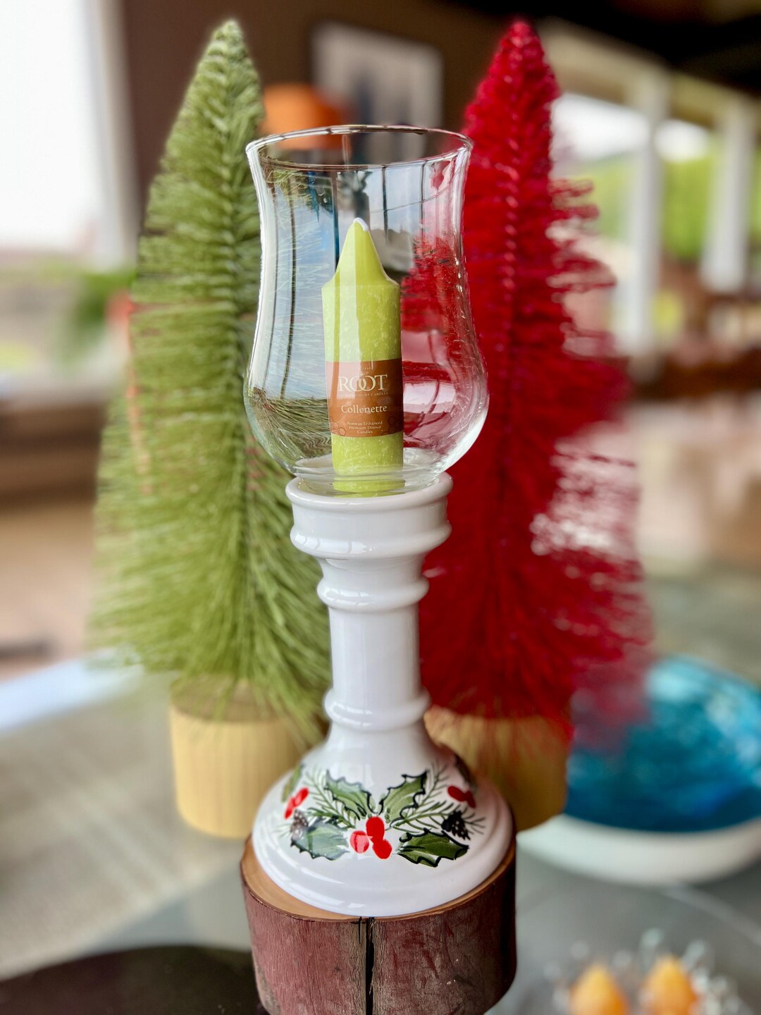 Vintage Guldkroken Keramik HJO Holly Berry Hurricane Candle Holder ...