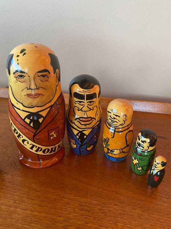 Historical Nesting Doll From the 1980s Gorbachev and Four - Etsy