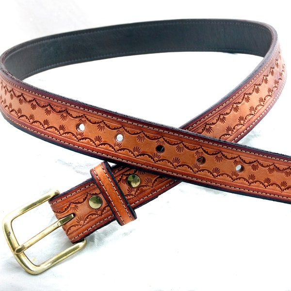 Stamped Leather Belt - Etsy