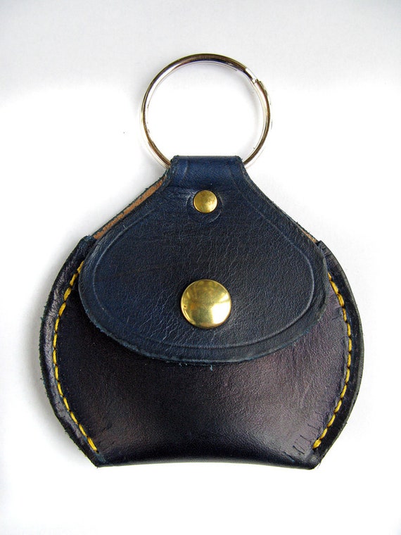 Handmade Leather Small Change Coin Key Ring Purse in Midnight | Etsy