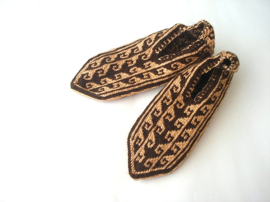 Knit Beige Brown Mens Slippers, Fathers Day Gift for Men, Mens Shoes ...