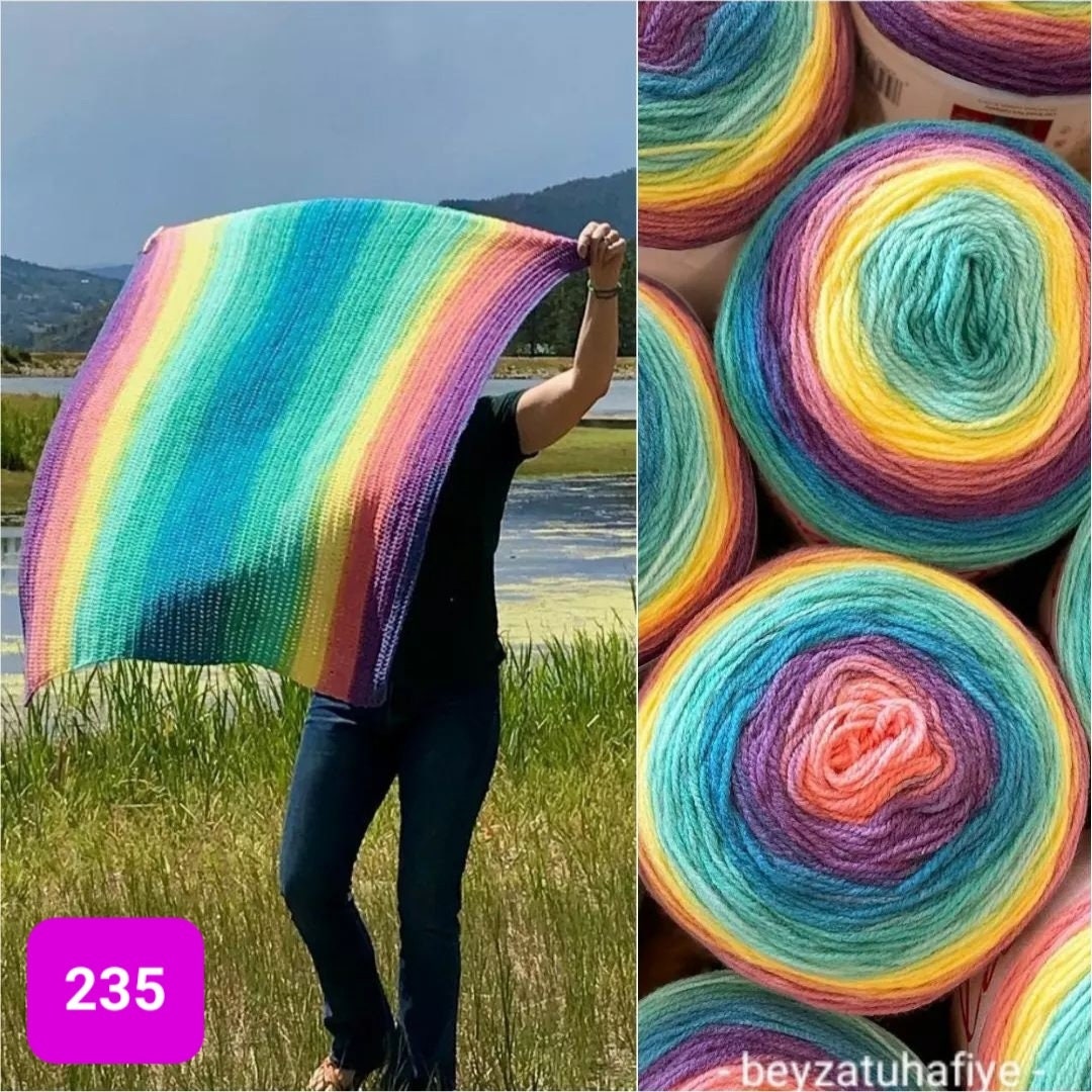 6 Skeins Lion Brand Mandala Cake Yarn 150 Gr, Sweet Roll Yarn, Blanket ...