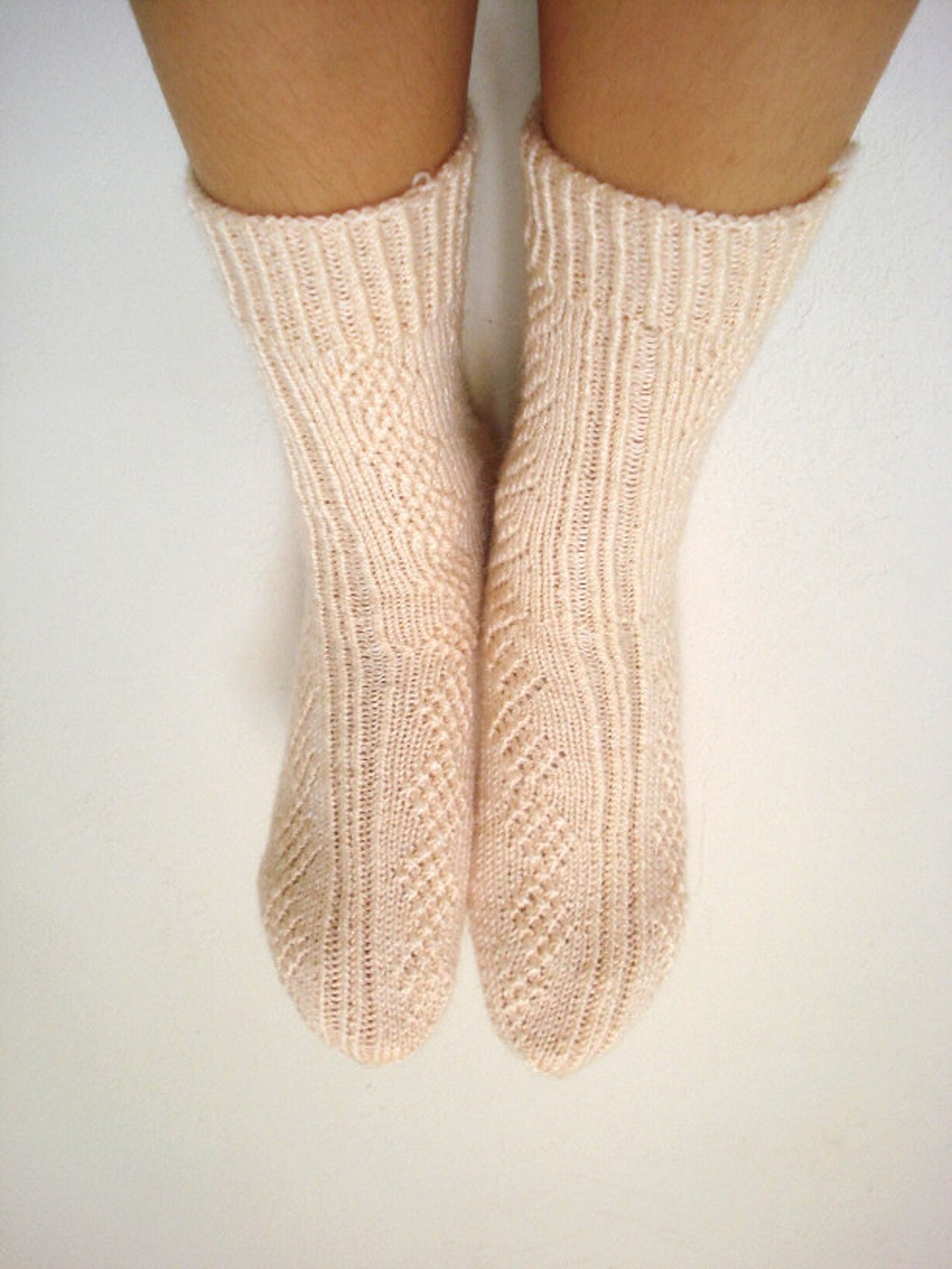 Cream Knit Womens Winter Wool Socks Girls Boot Socks - Etsy
