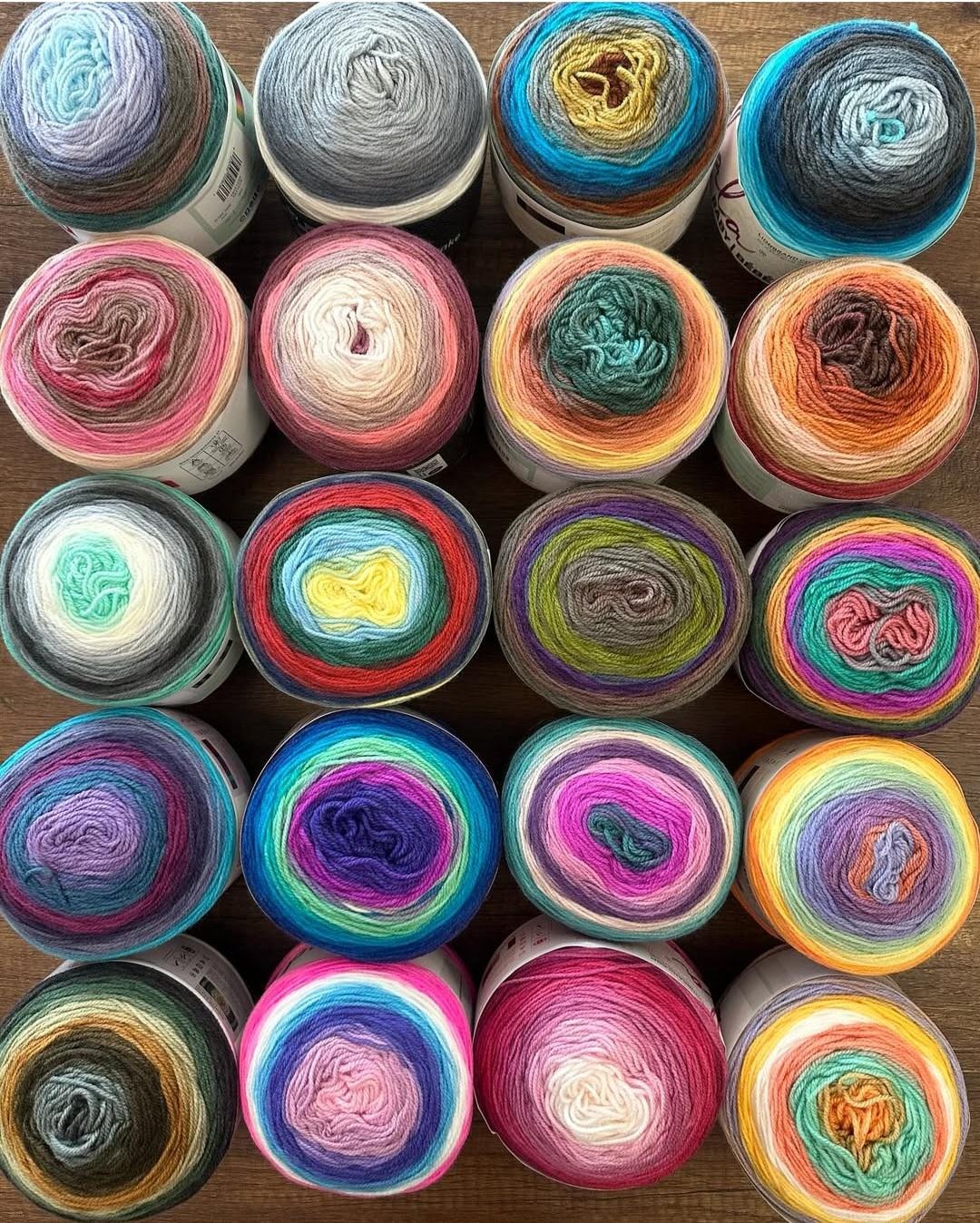 6 Skeins Export Surplus Cake Sweet Roll Yarn 150 Gr, Rainbow Yarn ...
