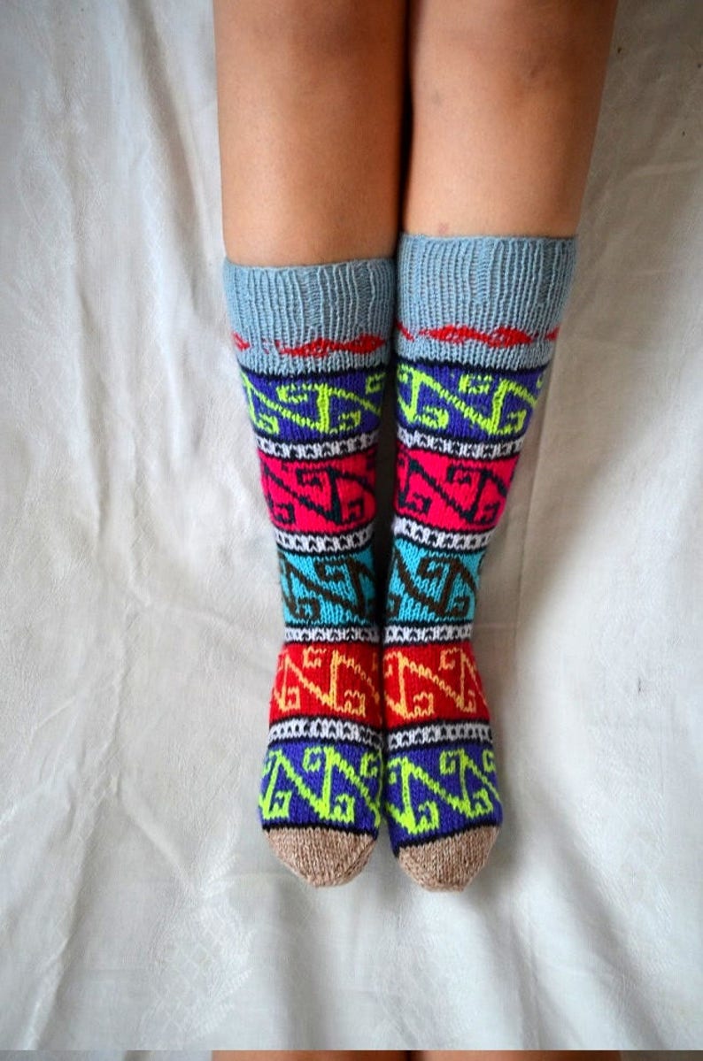 Hand Knit Men Socks, Colourful Turkish Knitted Socks, Men Slippers ...