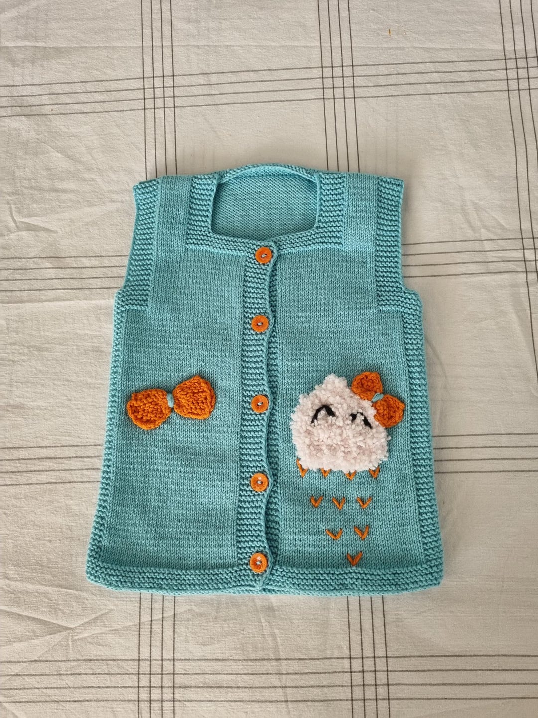 Blue Baby Boy Knit Vest , Blue Cloud Desing Baby Vest 0 - 12 Month Baby ...