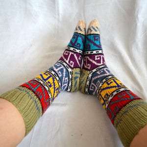 Colourful Turkish Knitted Socks, Woman Athletic Socks, Knitted Home ...