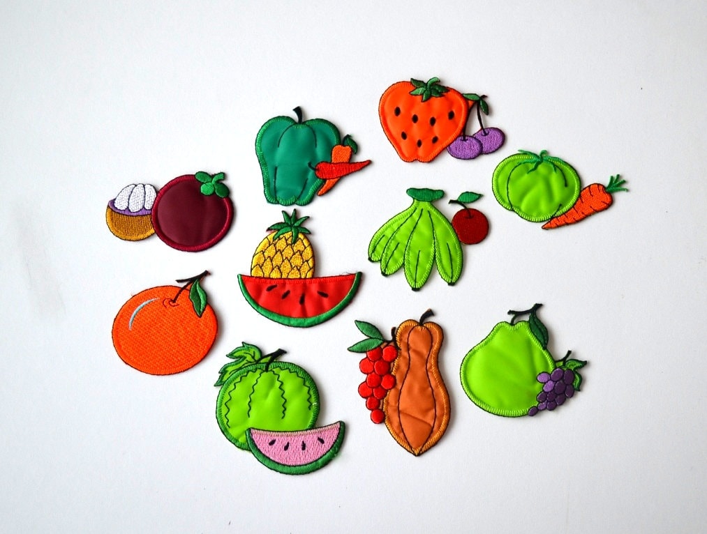 Set of vegetable fruit applique patch pathwork for kids cutie | Etsy