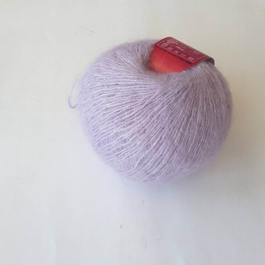Lilac Mohair Knitting Yarn, Anchor Hera Mohair With Lurex, Angora Yarn ...