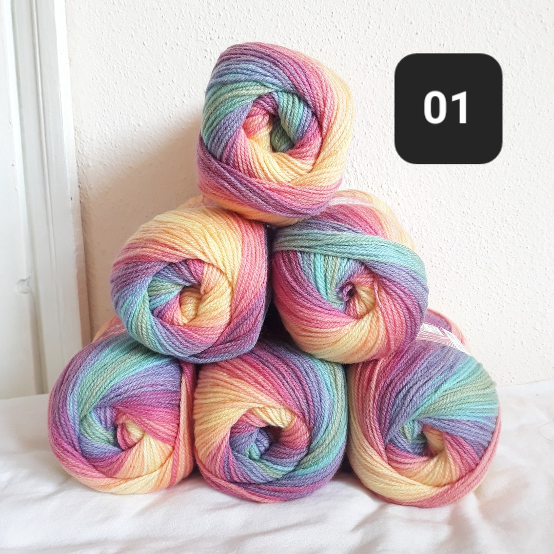 6 Skeins Export Surplus Batik Yarn DK Yarn Soft Rainbow Colors, Rainbow ...