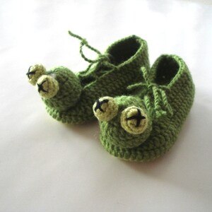 Green Frog Baby Booties, Baby Slippers, Animal Crochet Baby Shoes ...