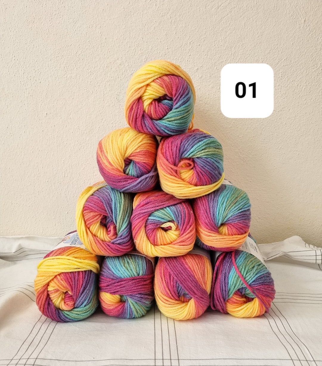 10 Skeins Export Surplus Batik Yarn, Rainbow Batik Wool Yarn, Chunky ...