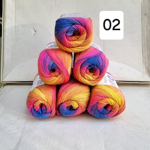 6 Skeins Export Surplus Batik Yarn DK Yarn Soft Rainbow Colors, Rainbow ...
