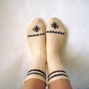 Cable Knit Socks, Cream Hand Knit Wool Women Cable Knit Winter Socks - Etsy
