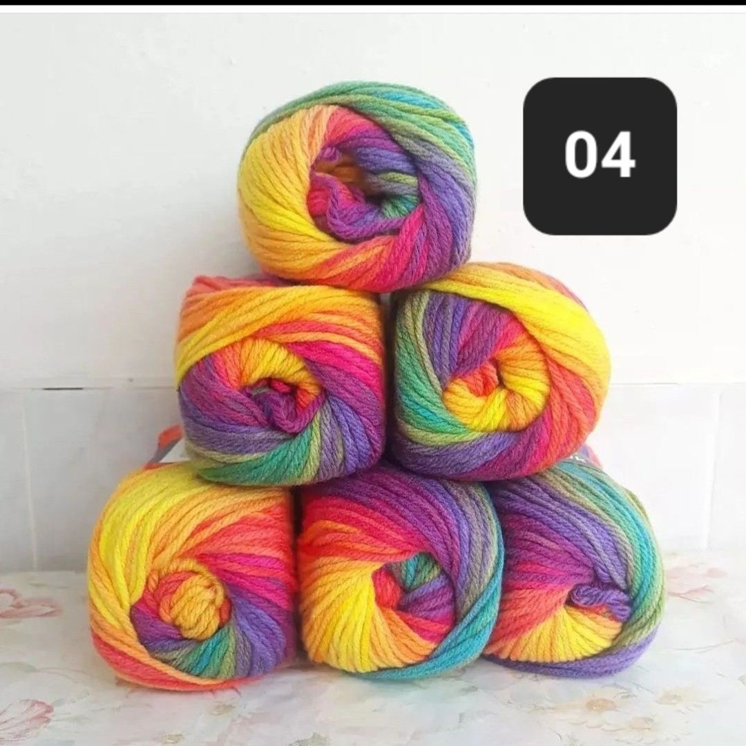 6 Skeins Export Surplus Batik Yarn DK Yarn Soft Rainbow Colors, Rainbow ...