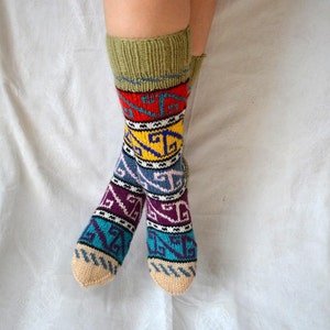Colourful Turkish Knitted Socks, Woman Athletic Socks, Knitted Home ...