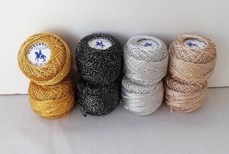 Crochet Metallic Thread, Crochet Lurex Yarns, Glitter Mercerized Cotton ...