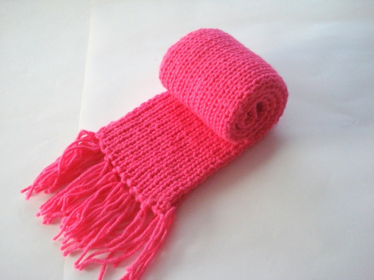 Fuchsia Pink Girls Scarf Knitted Kids Scarves Royal Pink | Etsy