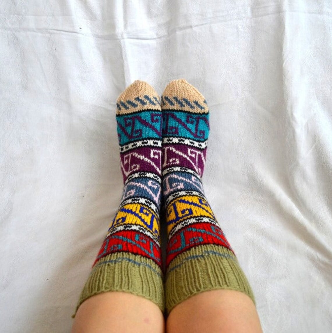 Colourful Turkish Knitted Socks Woman Athletic Socks Knitted - Etsy