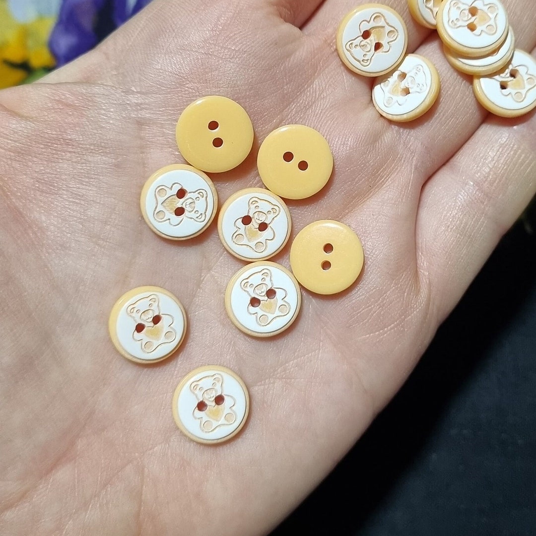 5pcs Bear Baby Buttons, Baby Knitting Egg Yolk Yellow Plastic Buttons ...