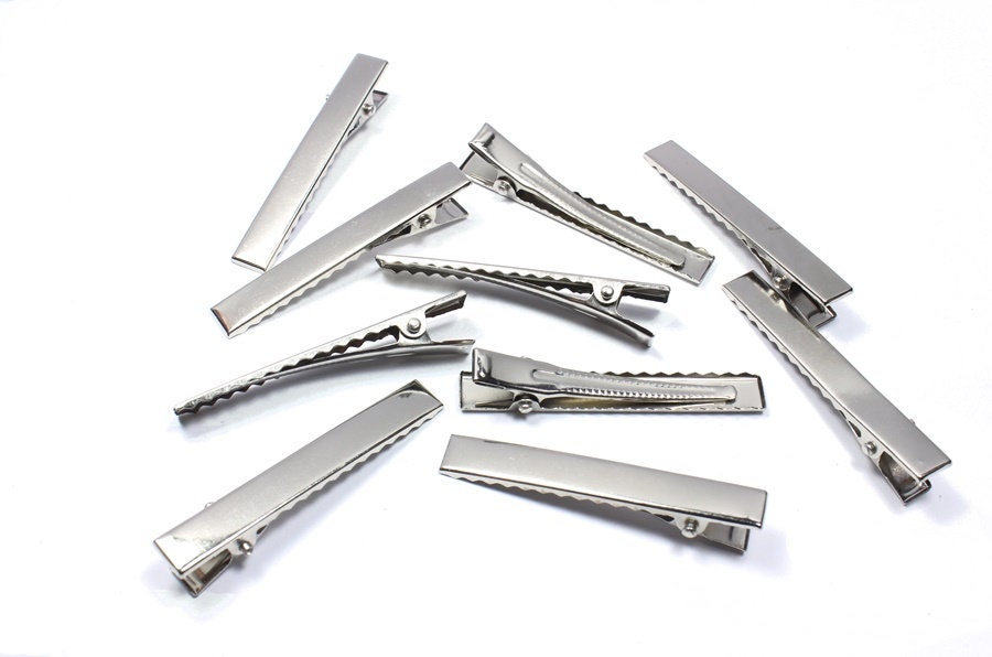 Alligator Hair Clip With Teeth, Silver Metal Hair Clips, Prong Barrett ...
