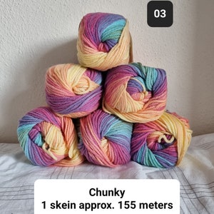 6 Skeins Export Surplus Batik Yarn DK Yarn Soft Rainbow Colors, Rainbow ...