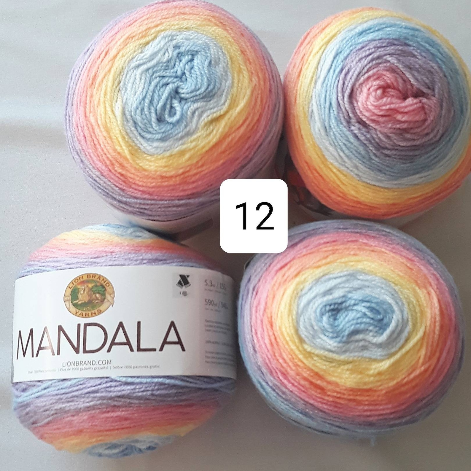 Lion Brand Mandala Cake Yarn, Sweet Roll Yarn 150 Gr, Rainbow Cake Yarn ...