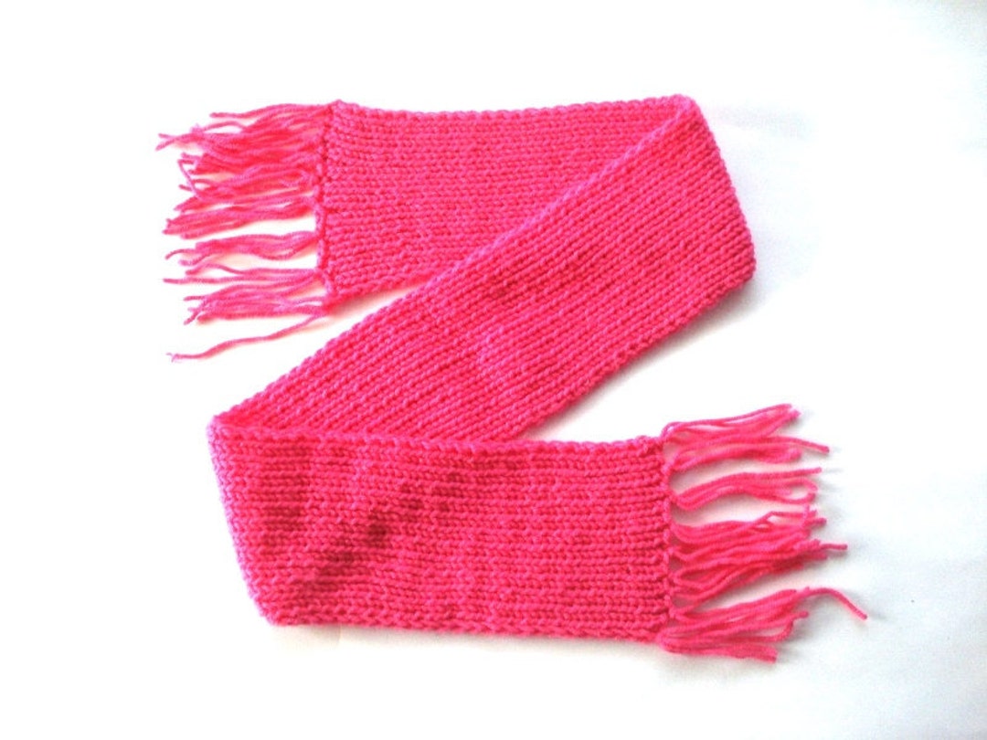 Fuchsia Pink Girls Scarf, Knitted Kids Scarves, Royal Pink, Crochet ...
