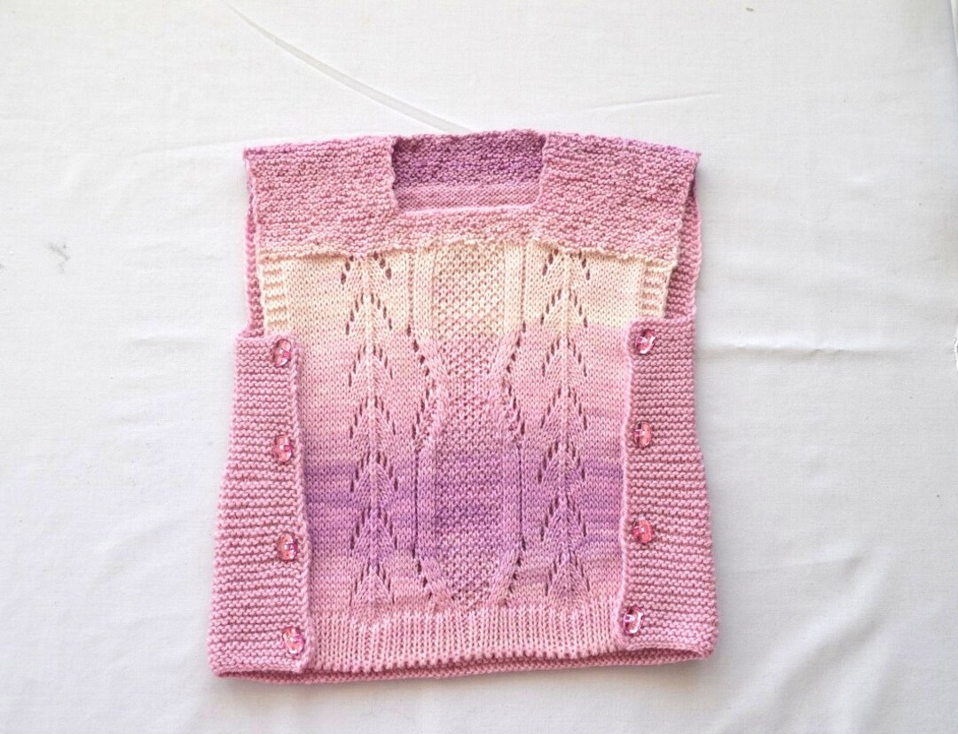 Knit Baby Vest, Pink Acrylic Yarn Vest Buttons, Soft Baby Vest, Baby ...