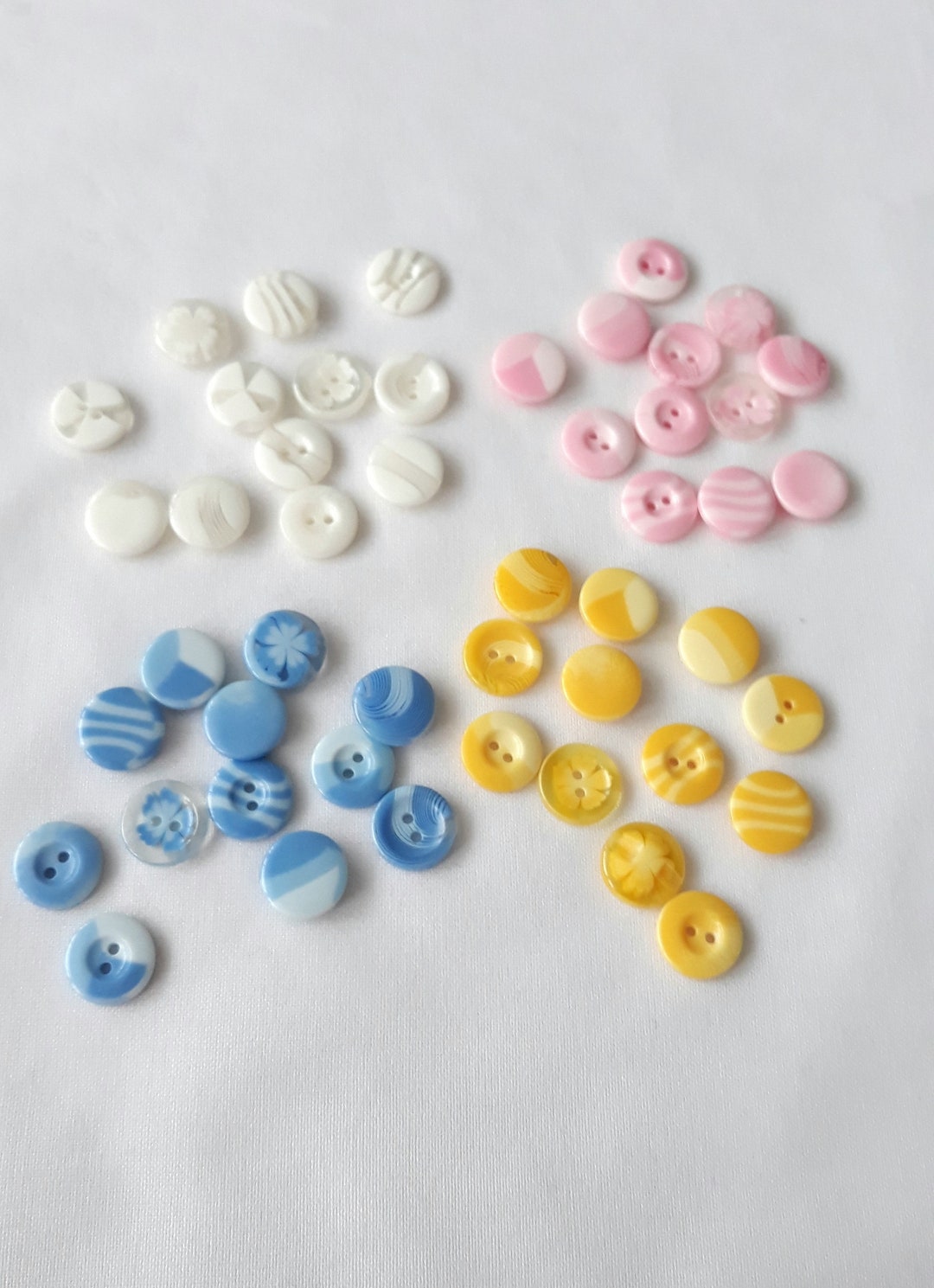 Yellow Blue Pink White Button, Baby Knitting Acrylic Buttons, Two Holes ...