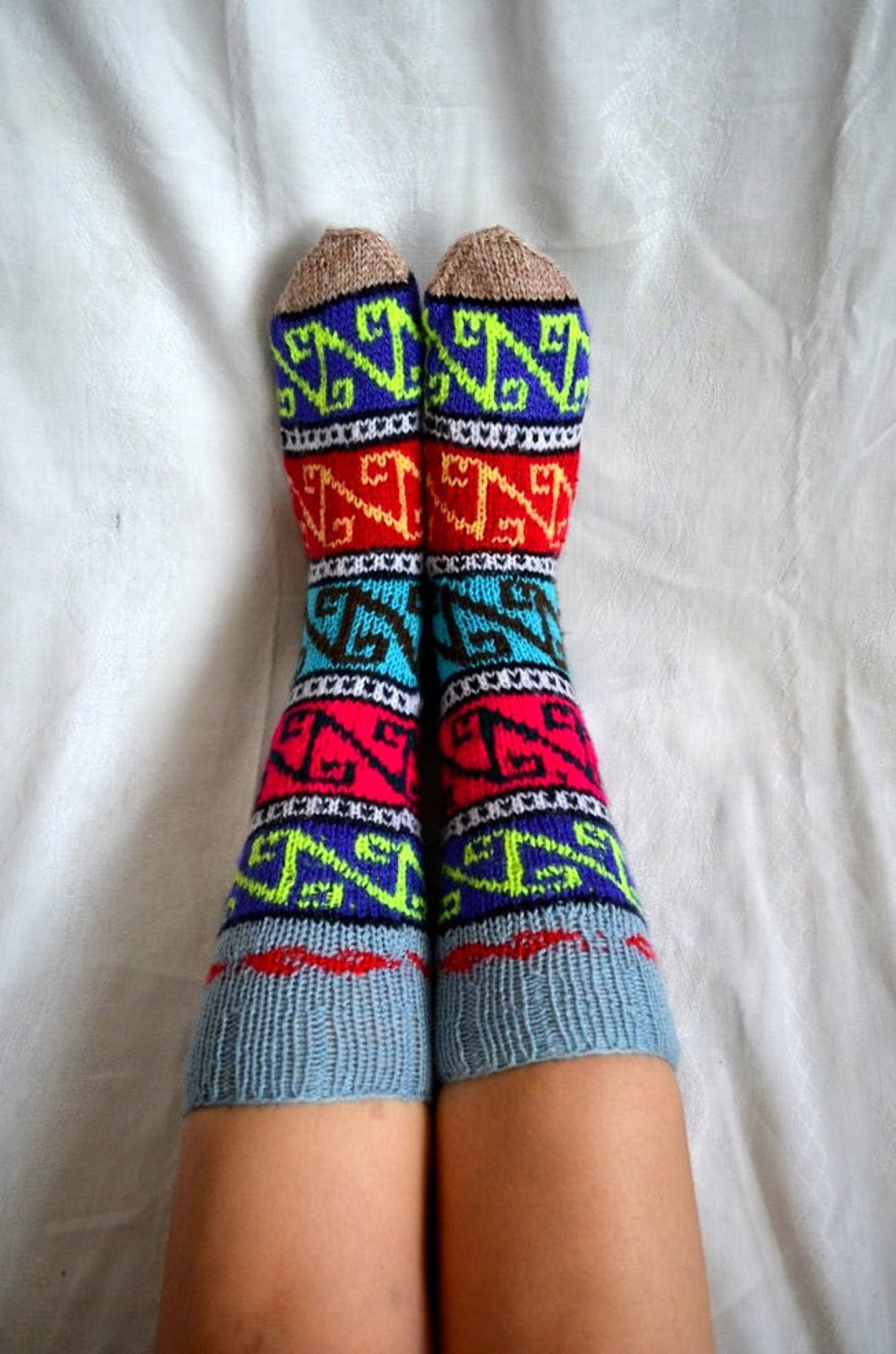 Hand Knit Men Socks, Colourful Turkish Knitted Socks, Men Slippers ...