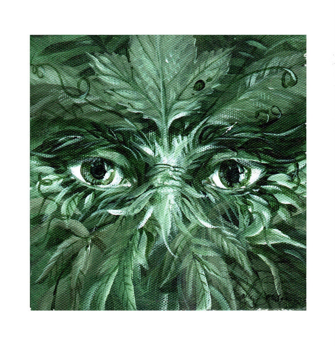 Green Man - Print of an Original Acrylic - Etsy