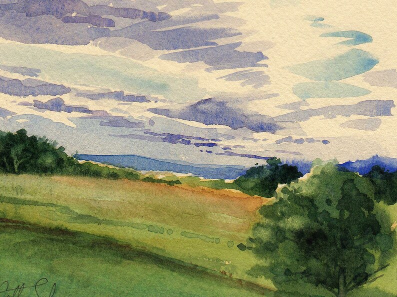 Late Afternoon Clouds -print of Original Watercolor - Etsy
