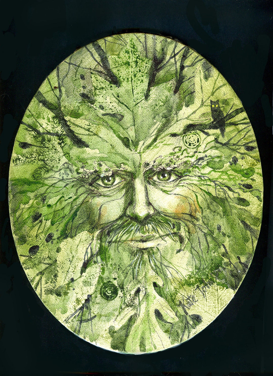 Green Man - Print of an Original Acrylic - Etsy