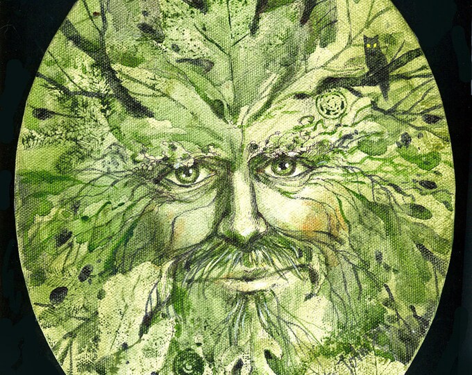 Green Man Print of an Original Acrylic - Etsy
