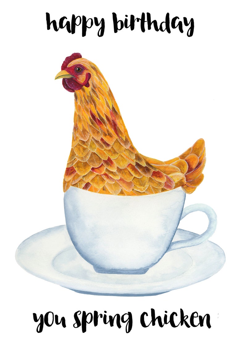 Happy Birthday You Spring Chicken — Birthday Card - Etsy