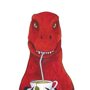 Watercolor Dinosaur Art Print Tea Rex Art Print Dinosaur - Etsy