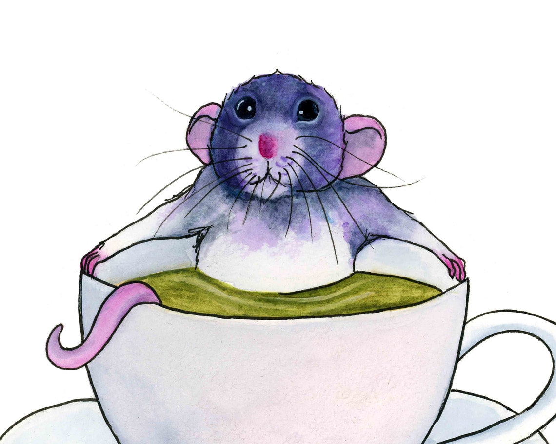 Watercolor Rat Painting Anthropomorphic Pet Rat Art Print - Etsy