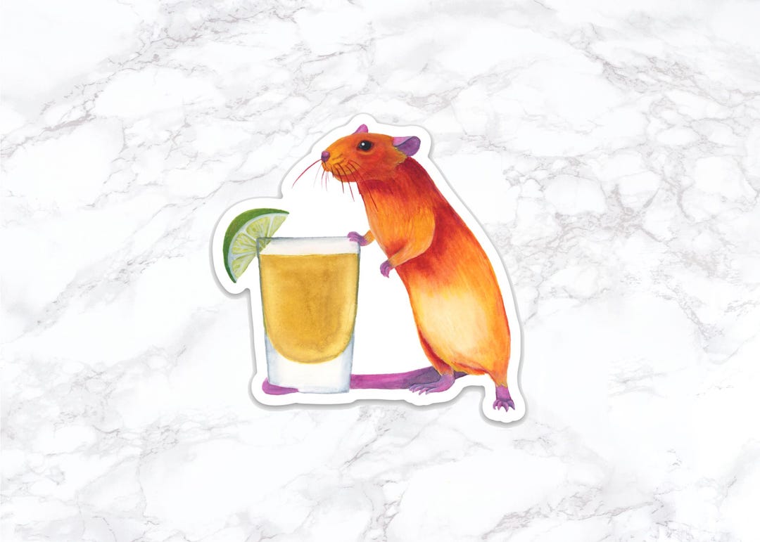 Pet Rat With Tequila Shot Sticker, Pet Rat Sticker, Water Bottle ...