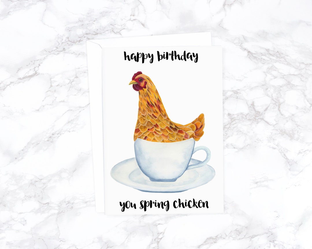 Happy Birthday You Spring Chicken — Birthday Card - Etsy
