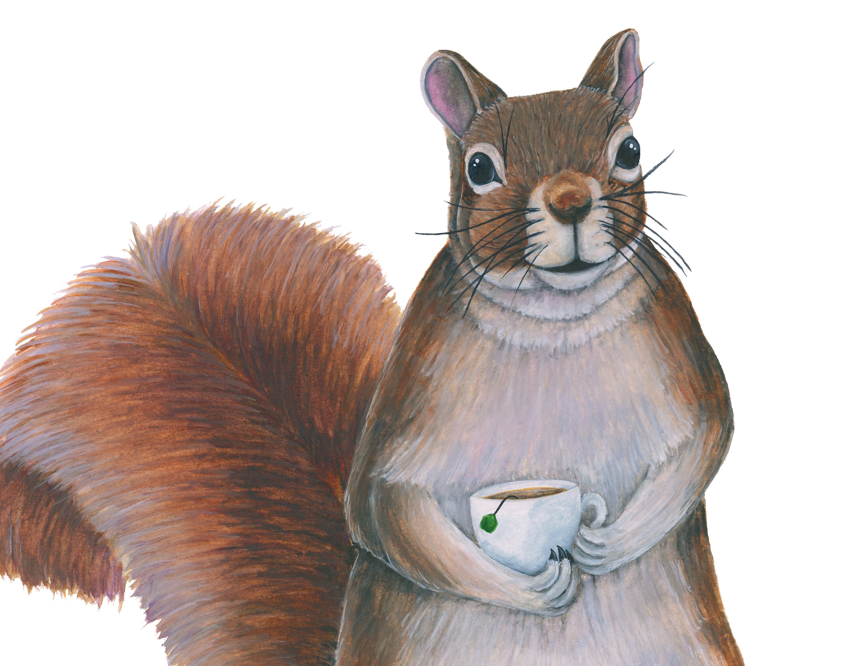 Watercolor Squirrel Painting, Squirrel Art Print, Kitchen Wall Decor ...