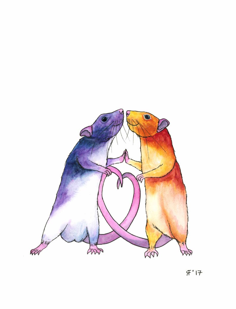 Pet Rat Art Print, Watercolor Rat Painting, Whimsical Animal Art Print ...