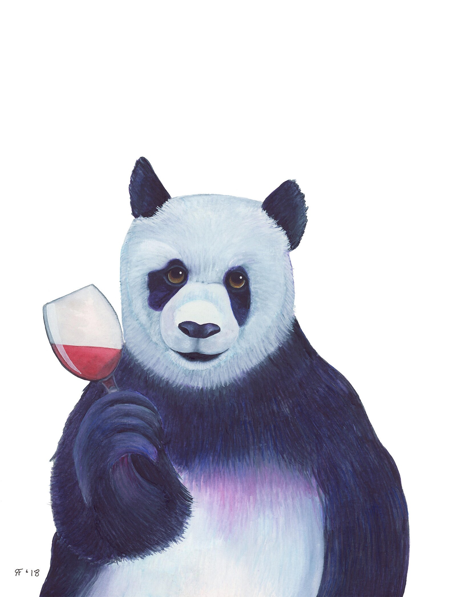 Watercolor Panda Art Print Panda Gifts Wine Lover Gift Red Wine Art ...