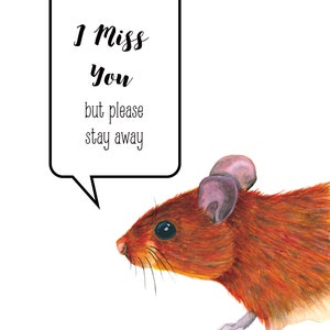 Watercolor Mouse Card, Get Well Soon, Quarantine Card, Social ...