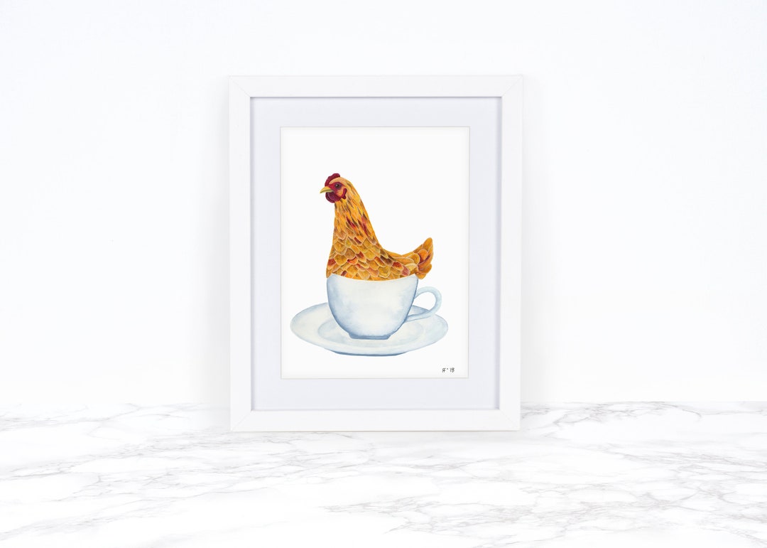 Watercolor Chicken Art Print, Whimsical Animal Art Print, Whimsical Art ...