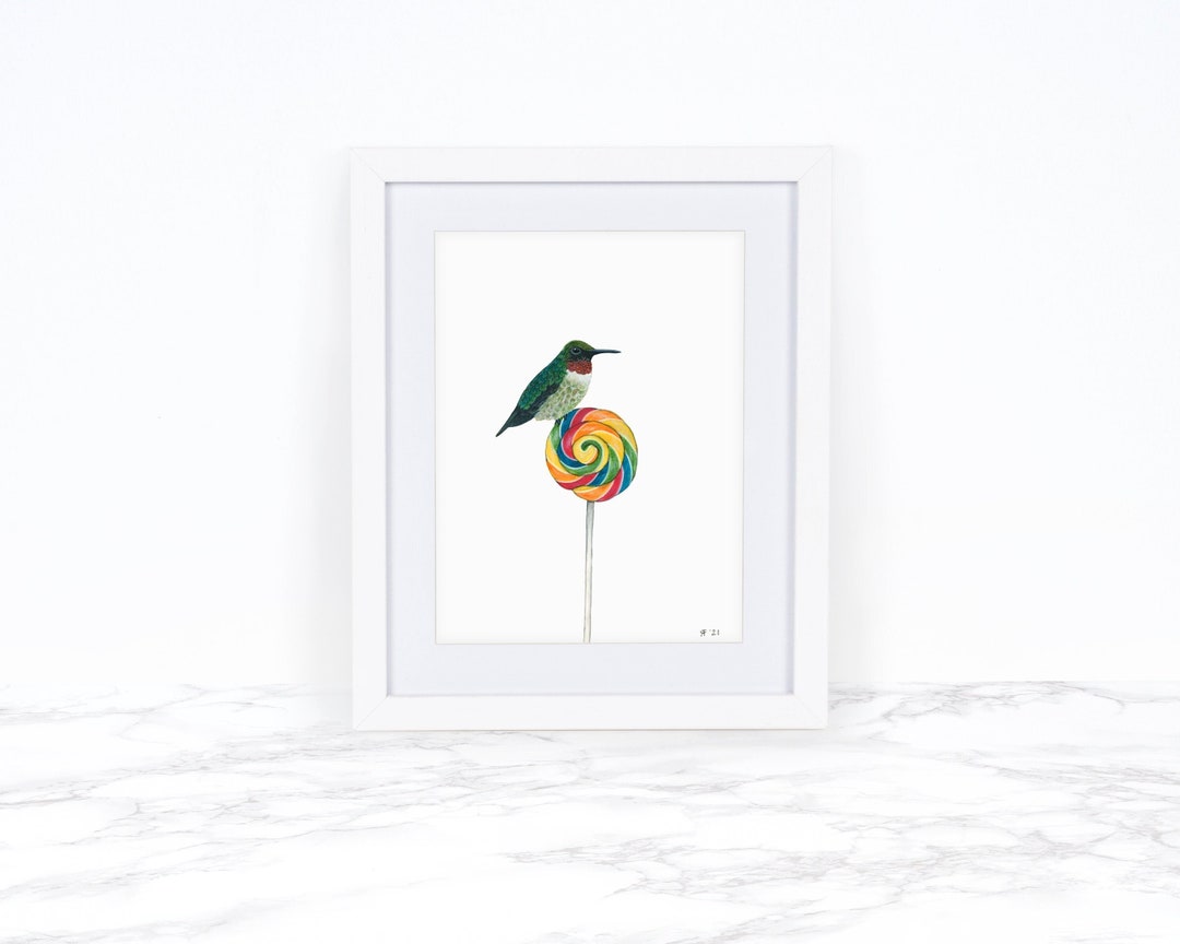 Hummingbird Art Print, Kitchen Wall Art, Food Wall Art, Whimsical Art ...
